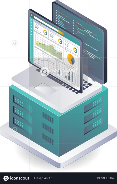 Optimizing Data Analysis Hub In Server Illustration - Free Download Business Illustrations ...
