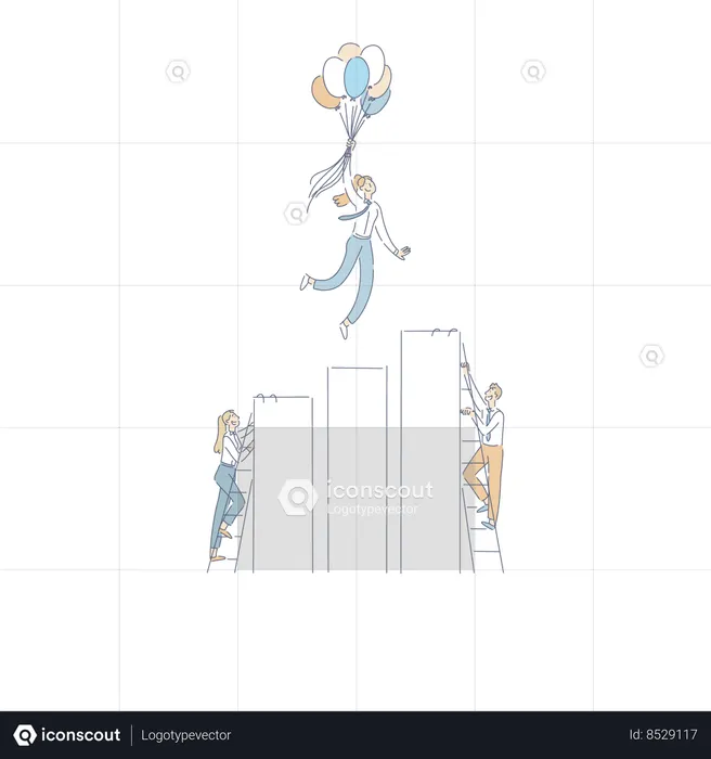 Best People Climbing Career Ladder To Success Illustration Download In