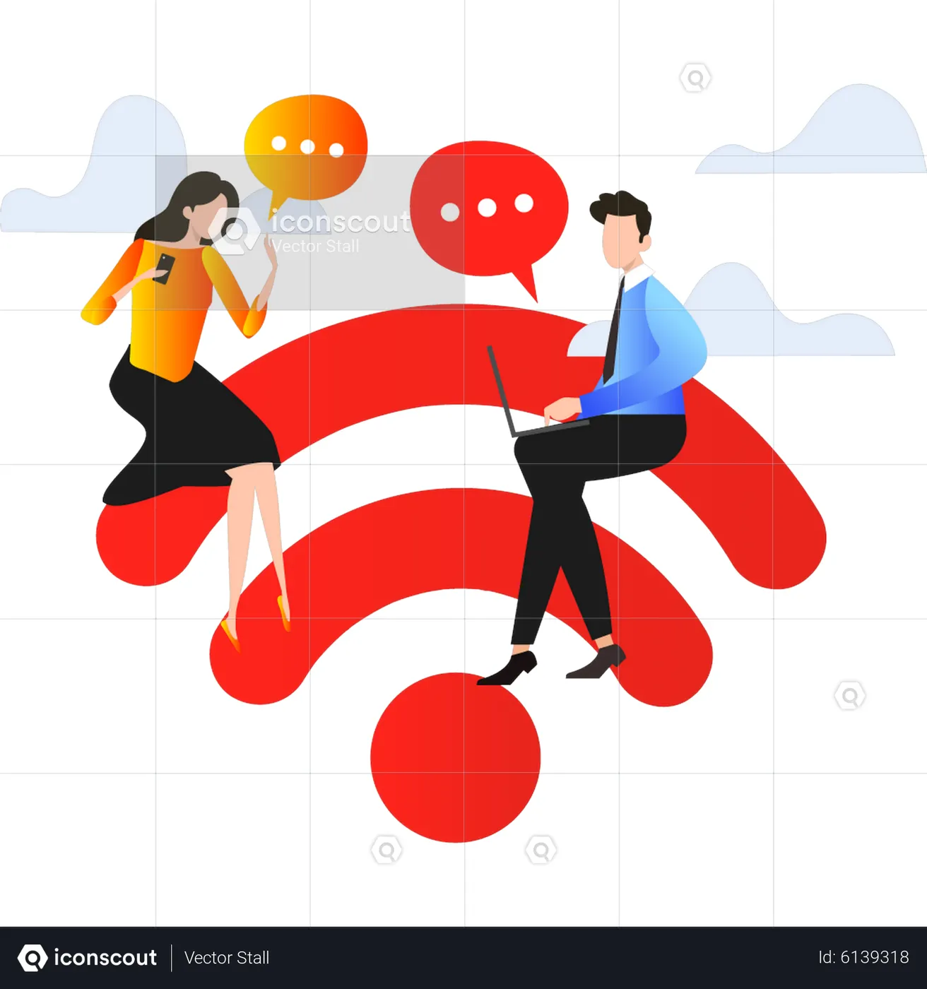 Best People communicate over Wifi Illustration download in PNG & Vector ...