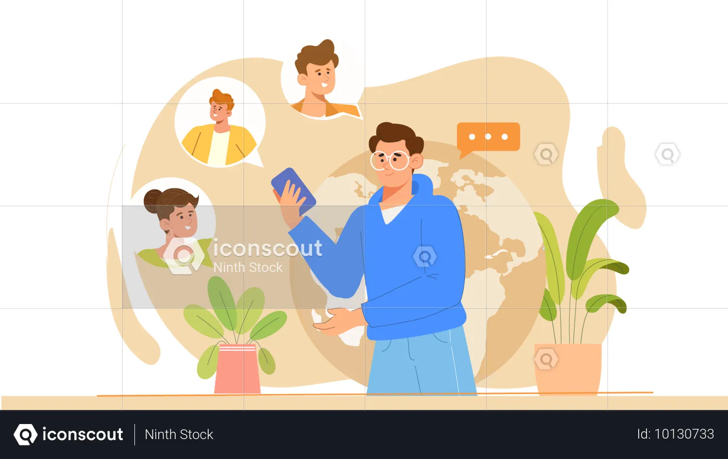 People Talking On Video Call Illustration - Free Download Network ...