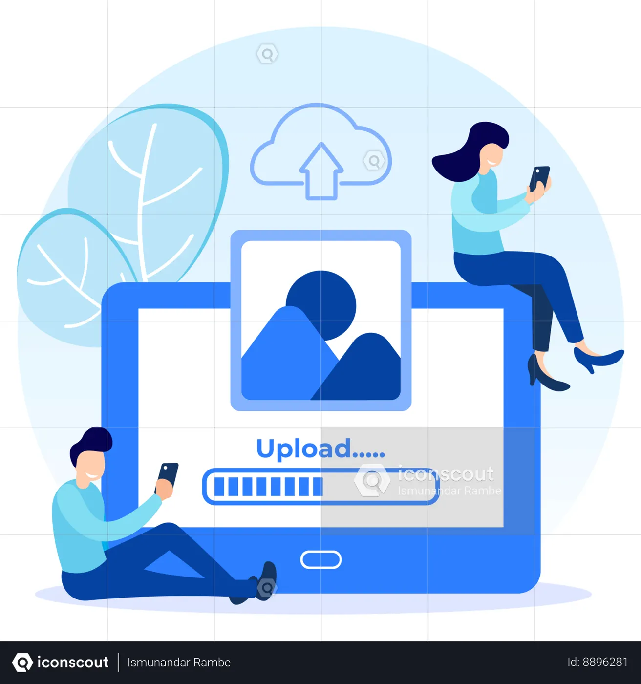 People Uploading Image Using Mobile Illustration - Free Download Files ...