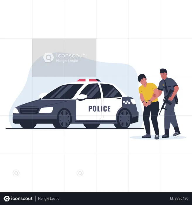 Best Police Officers Of Arresting Criminal Illustration Download In Png