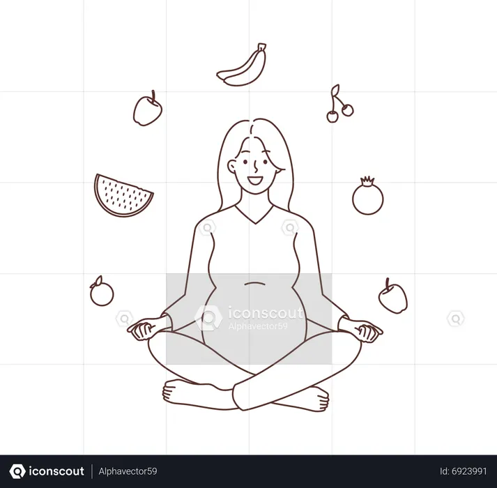 Pregnant Woman With Fruit Illustration Free Download People