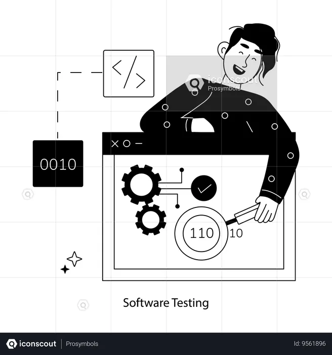 Programmer Doing Software Testing Illustration Free Download Science