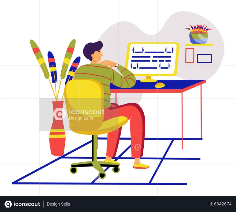 Programmer Working At Office Illustration - Free Download Design ...