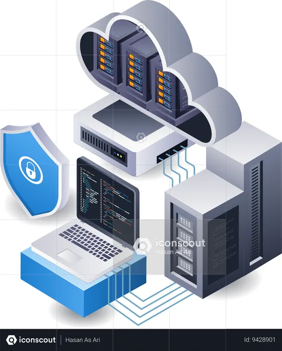 Programming Language Data Security Cloud Server Technology Illustration