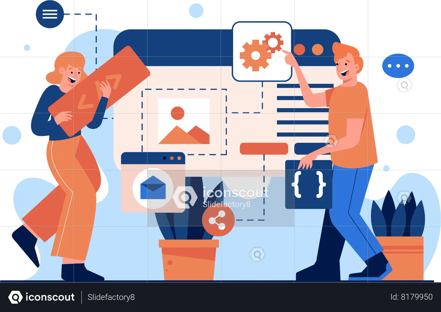 Best Programming Teamwork Illustration download in PNG & Vector format