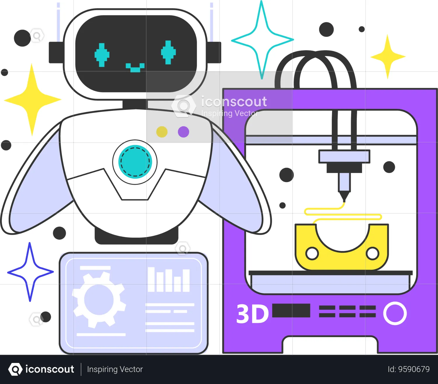 Robot Doing 3d Print Using 3d Printing Illustration - Free Download ...