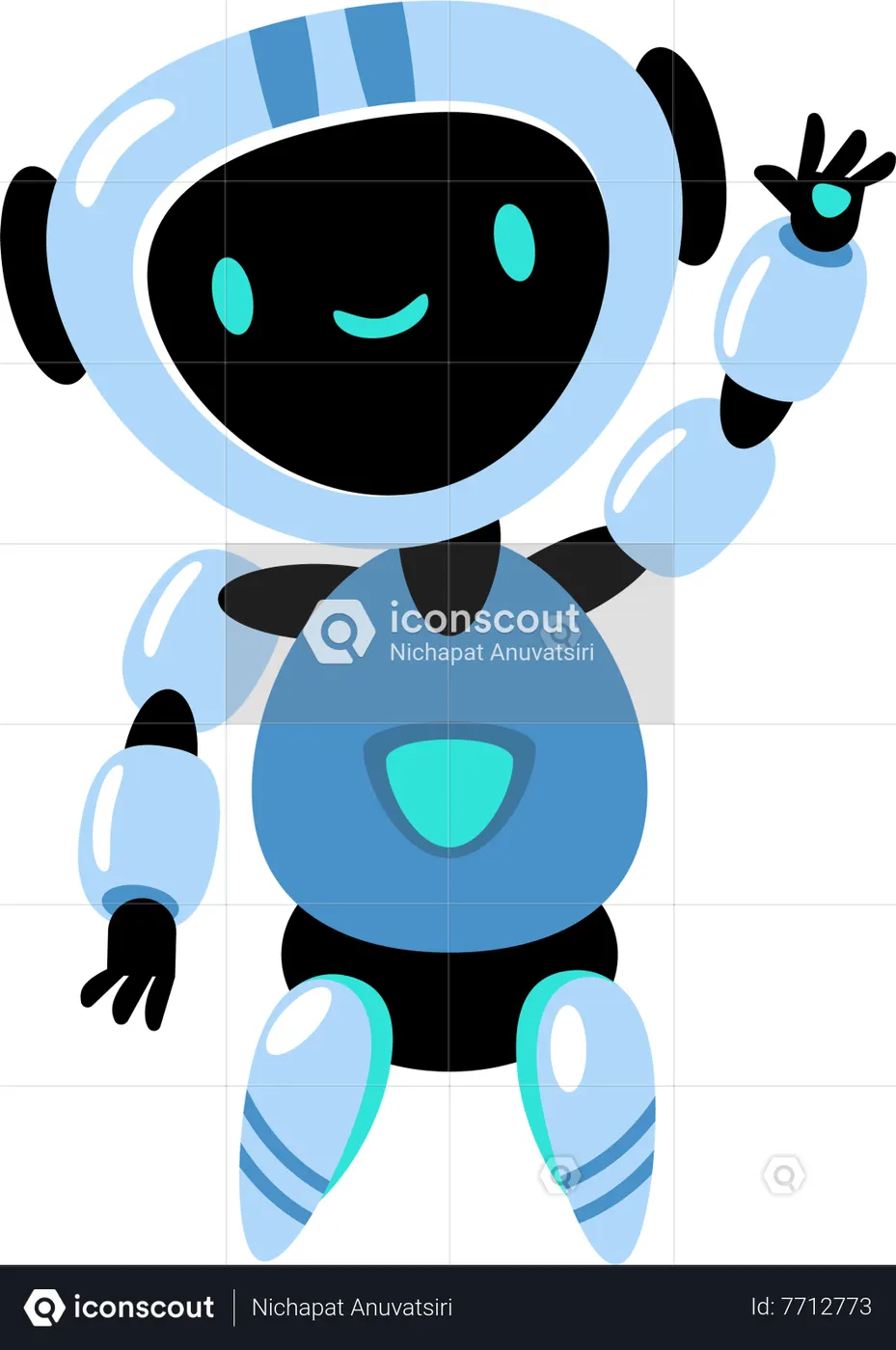 Best Robot greeting Illustration download in PNG & Vector format