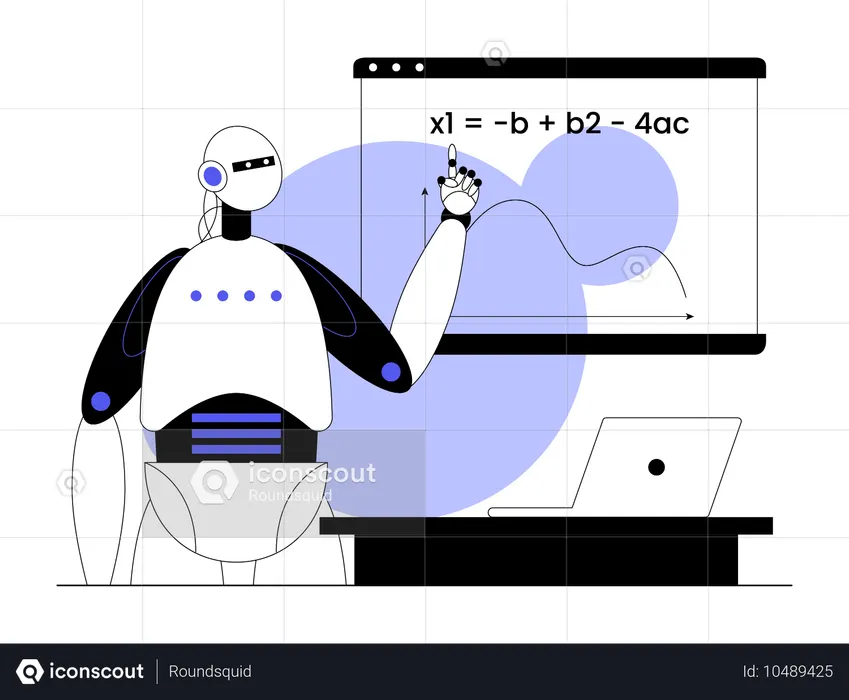Robot Teaching Mathematical Equation To Students Illustration - Free ...