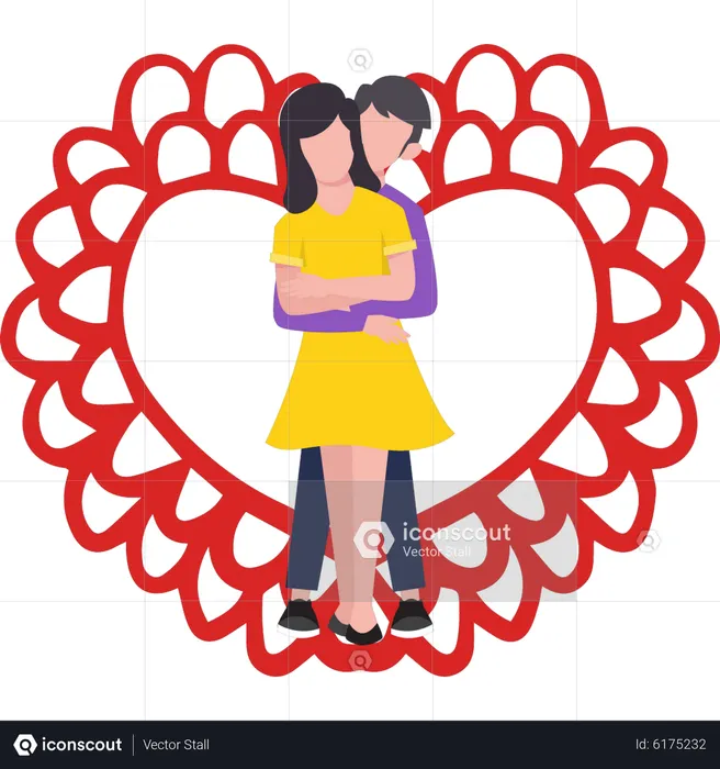 Best Premium Romantic Couple Hugging Illustration Download In Png And Vector Format