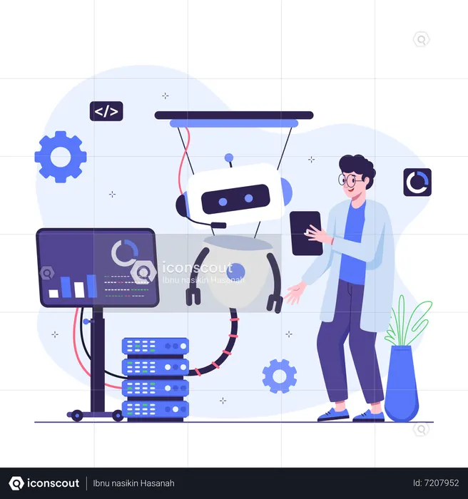 Scientists Build Robots With Artificial Intelligence Illustration ... Scientists Build Robots With Artificial Intelligence Illustration ...