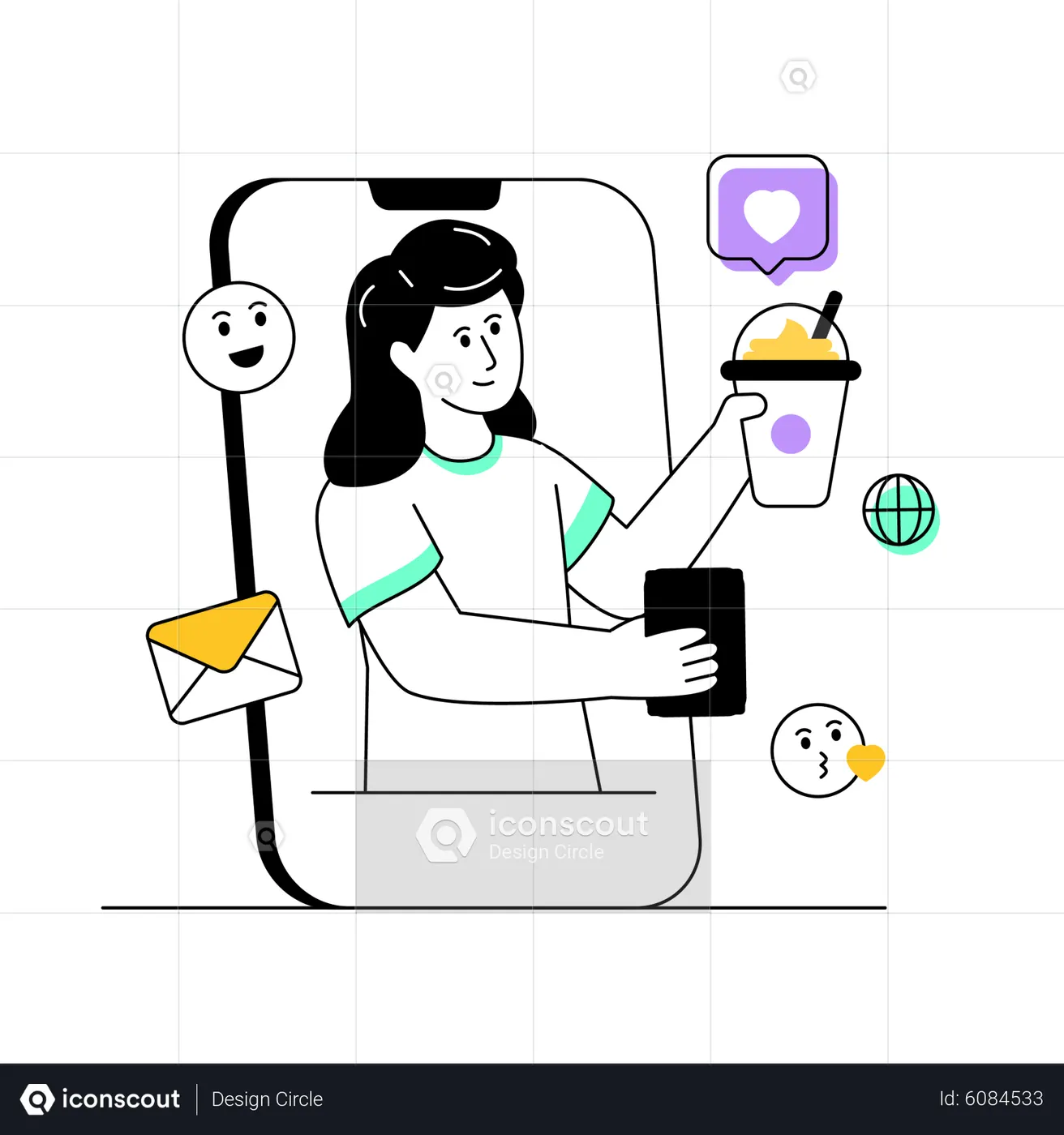 Best Premium Social Media Influencer Illustration Download In Png