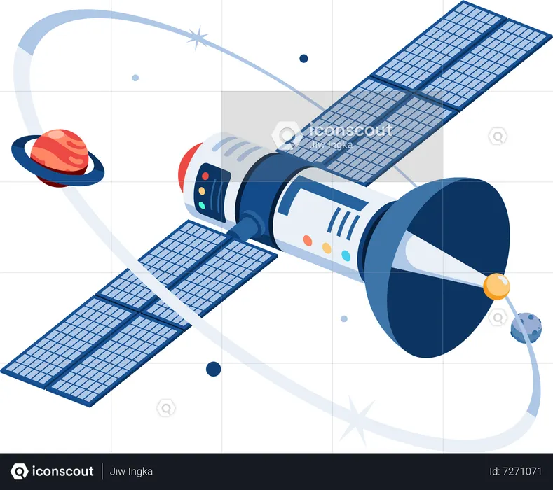 Space Satellite Orbiting With Planet On Space Illustration Free
