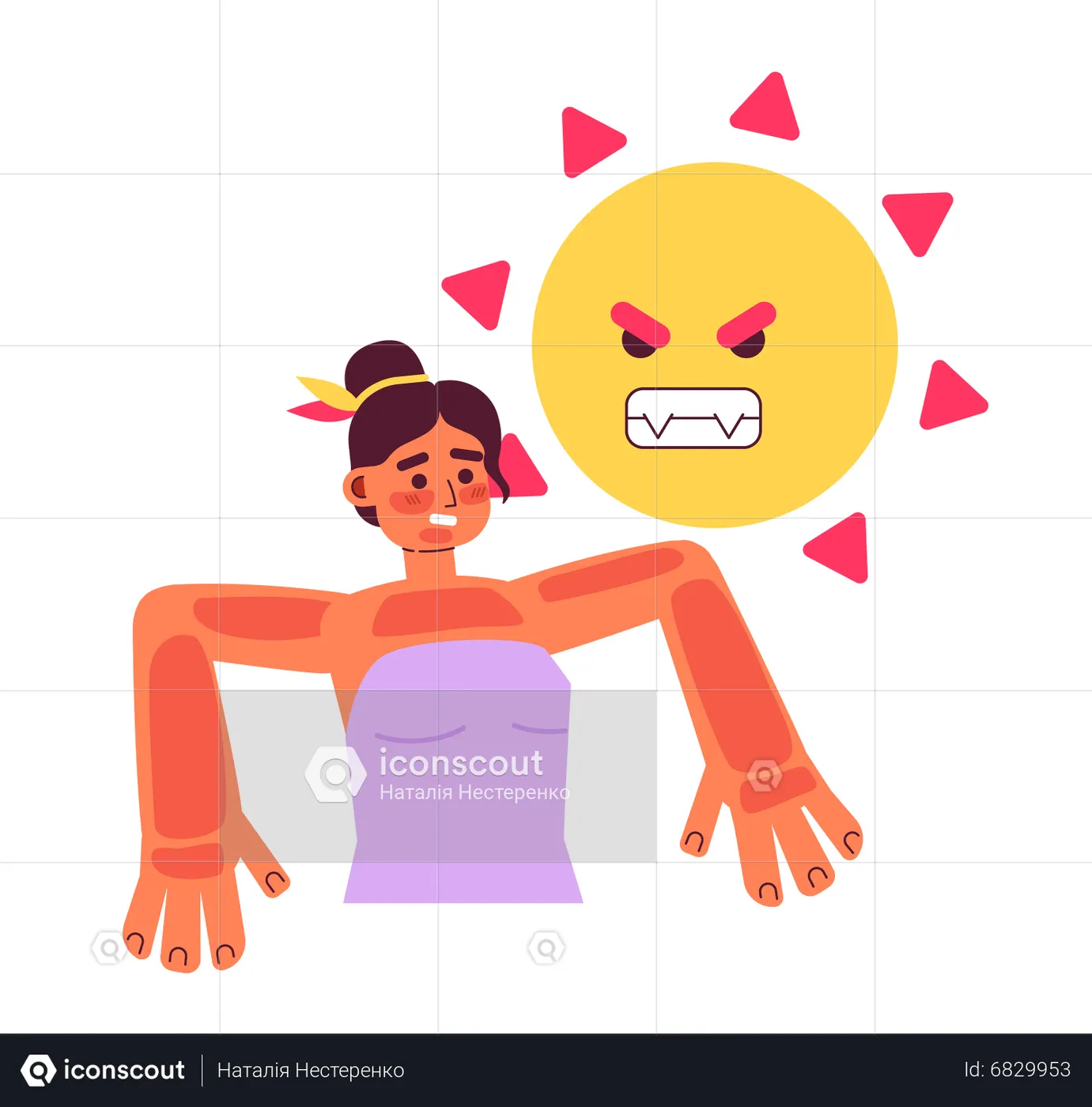 Best Sunburn Redness Flat Concept Vector Spot Illustration Illustration