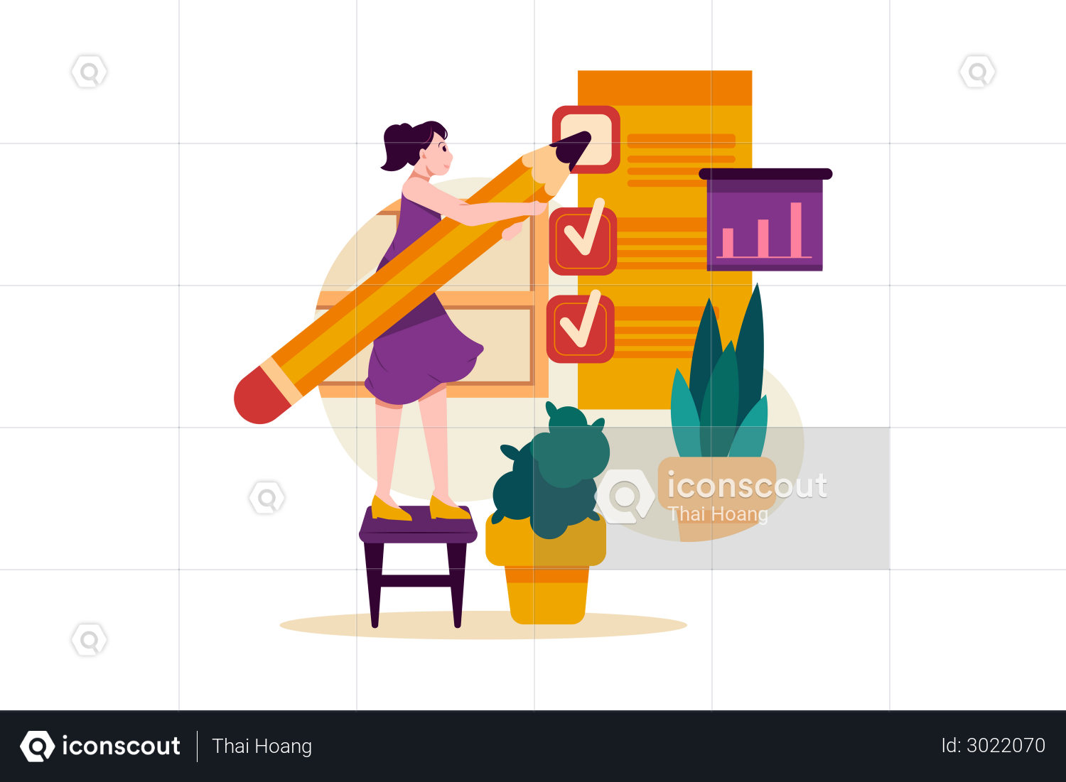 Best Premium Task list Illustration download in PNG & Vector format