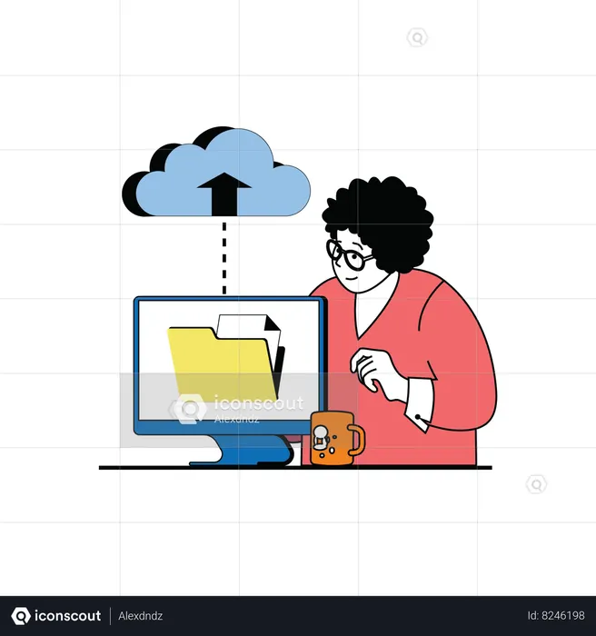 Uploading Data On Cloud Illustration - Free Download Science & Technology Illustrations | IconScout
