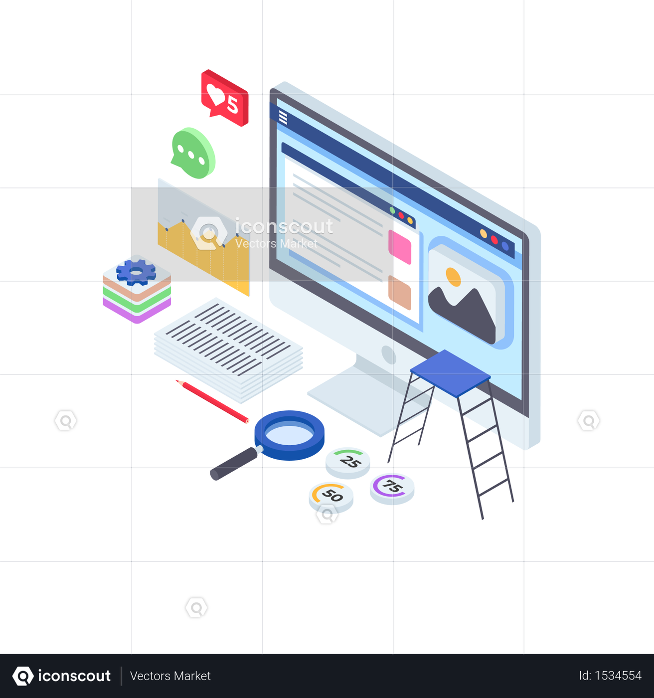 Best Premium Web Analysis Illustration download in PNG & Vector format