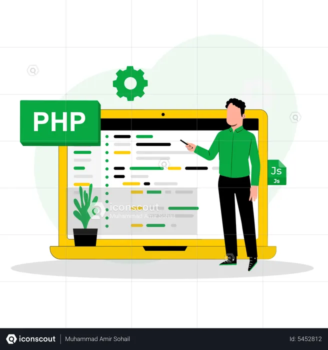 Best Web Developer Showing Website Code Illustration Download In Png And Vector Format