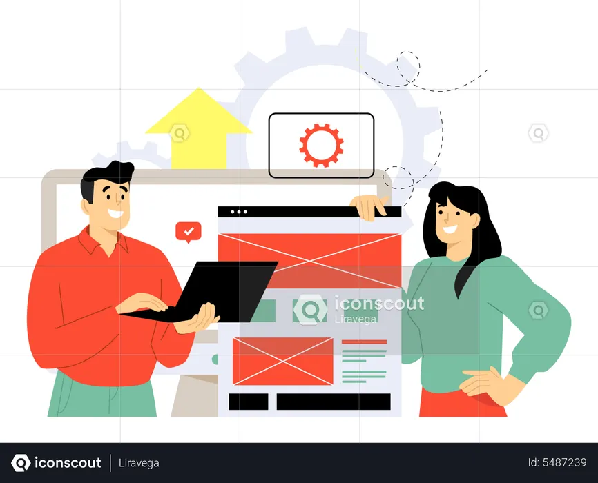 Web Developer Team Working On Website Layout Illustration - Free ...