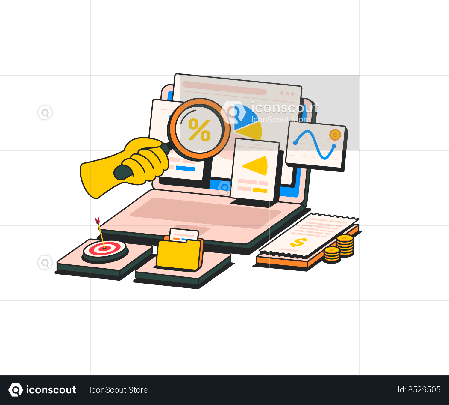 Web Traffic Analysis Illustration Kit Editor Easily Create Edit And Customize Illustrations