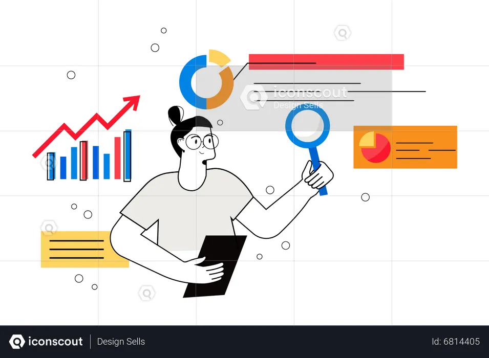 Best Woman Doing Analysis Illustration Download In Png And Vector Format