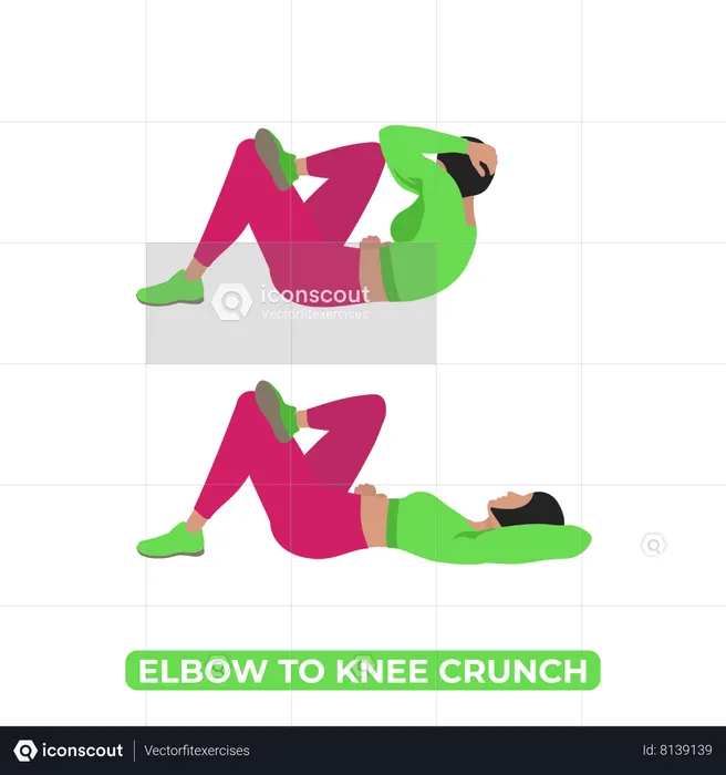 Best Woman Doing Elbow To Knee Crunch Illustration Download In Png And Vector Format