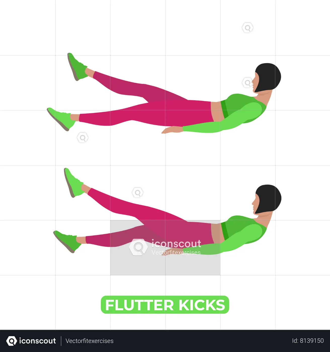 Best Woman Doing Flutter Kicks Illustration Download In Png And Vector Format