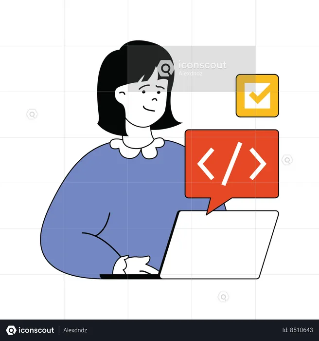 Woman Doing Full Stack Development Illustration Free Download People