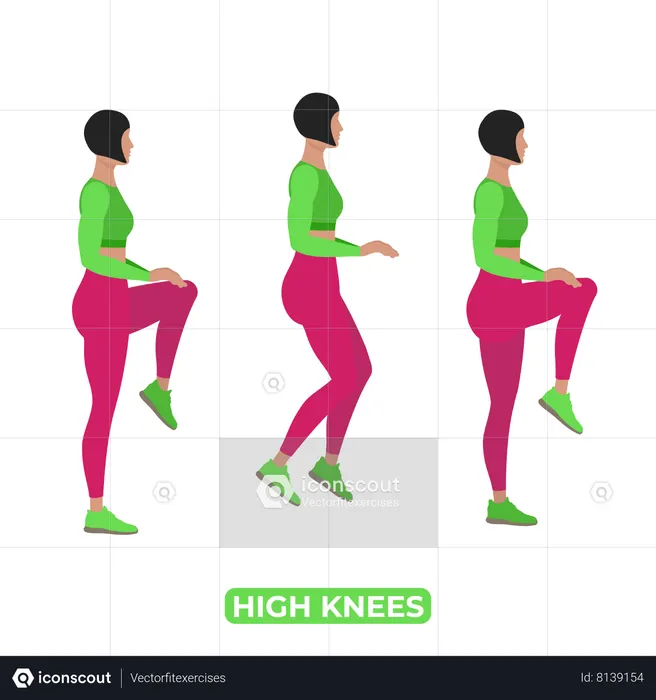 Best Woman Doing High Knees Illustration Download In Png And Vector Format