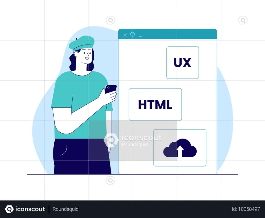 Woman Doing Html Coding Illustration Free Download Design And Development Illustrations Iconscout