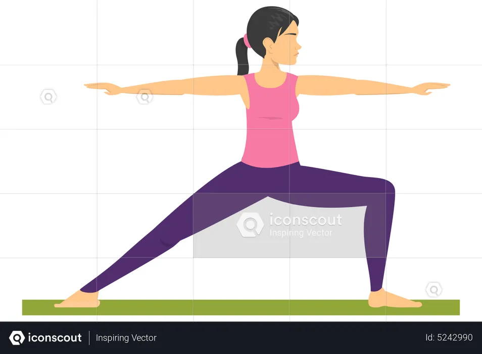 Best Woman Doing Warrior Yoga Pose Illustration Download In Png