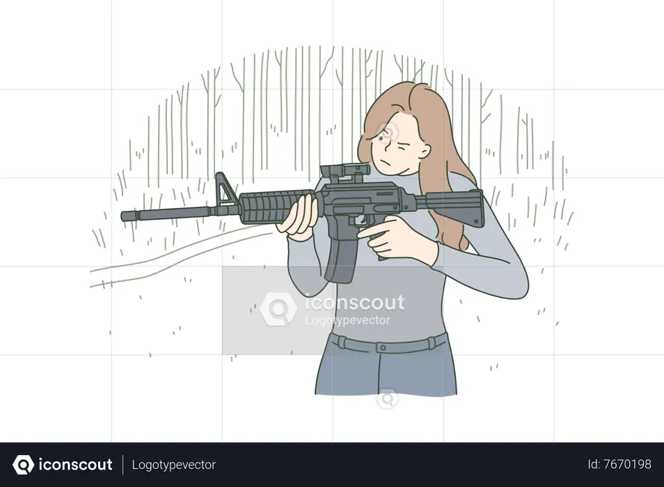 Best Woman Holding Sniper Illustration Download In Png And Vector Format