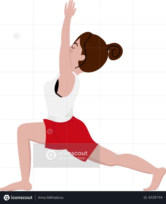 Best Woman In Warrior Yoga Pose Illustration Download In Png And Vector