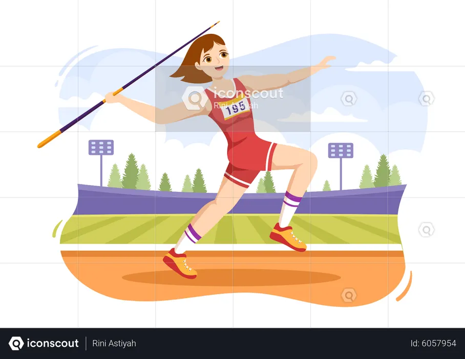 Best Premium Woman Throwing Javelin Illustration Download In Png