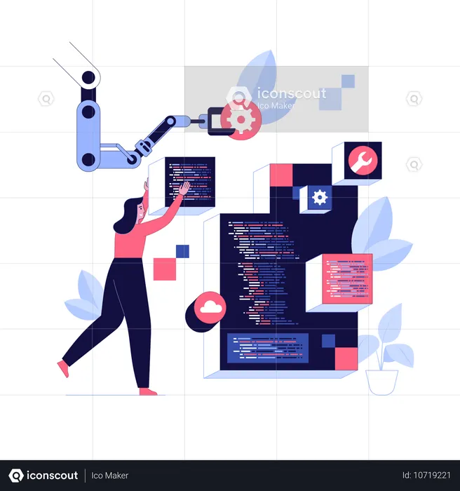 Woman Working On Web Development Illustration - Free Download Design ...