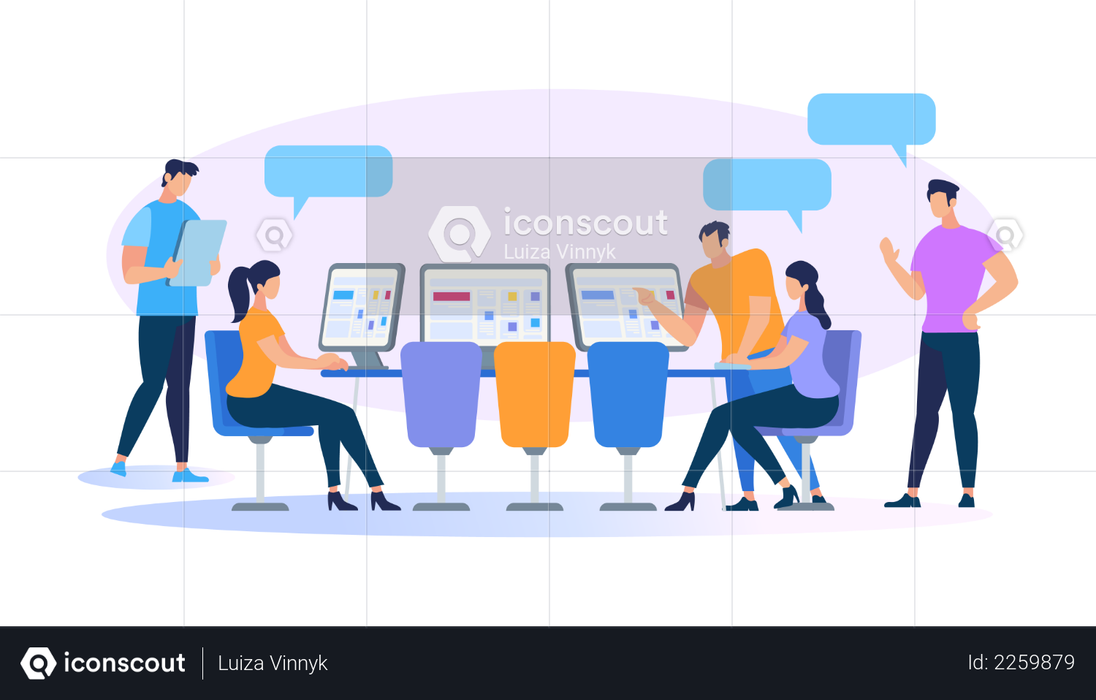 Premium Young People Working Together Using Computers at office ...